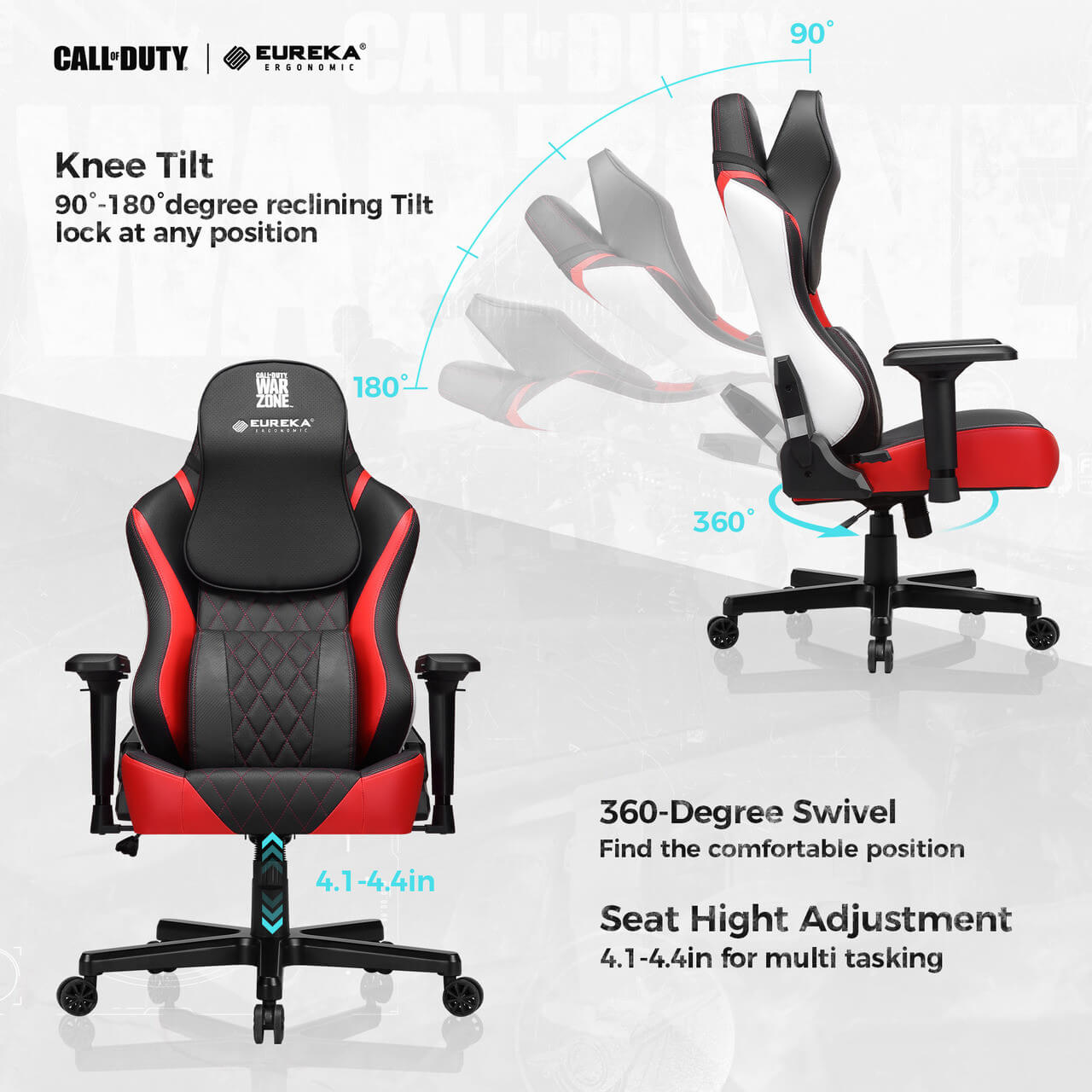 Call of Duty Gaming Chair Warzone Red By Eureka Ergonomic | TechAger
